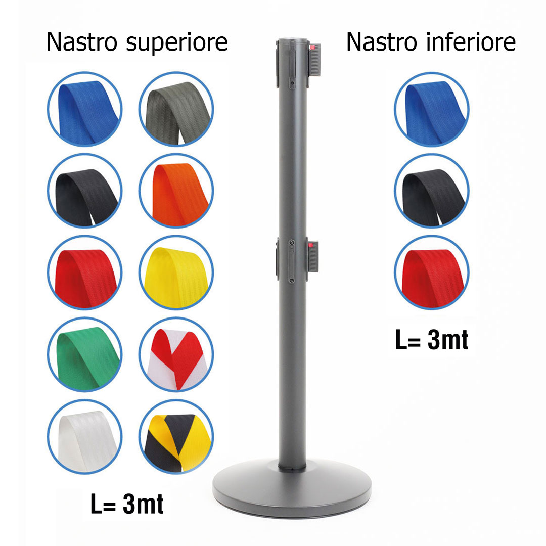 Colonnina Tendinastro nera con Doppio Nastro Estensibile - iWird
